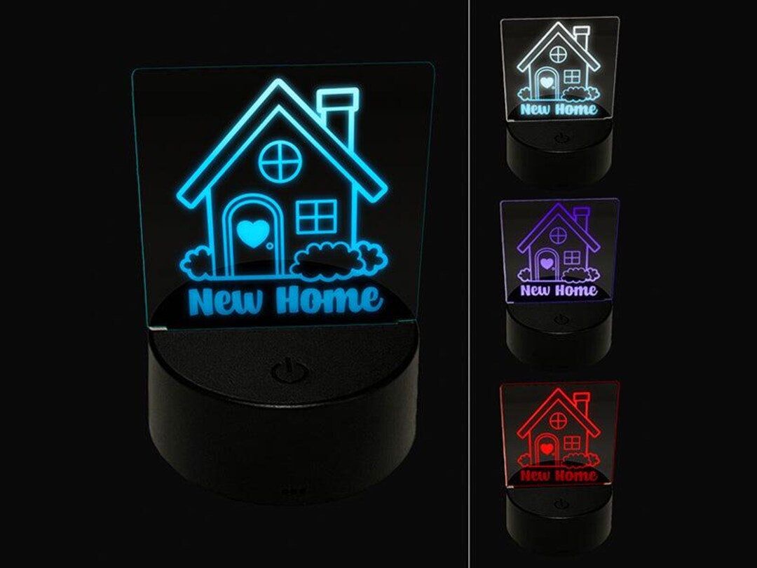 Sweet Adorable New Home 3D Illusion LED Night Light Sign Nightstand ...