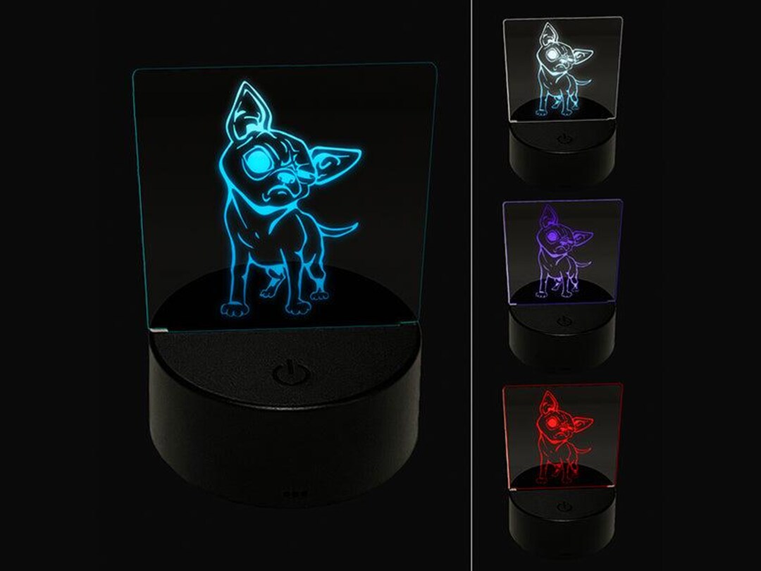 Suspicious Chihuahua Dog 3D Illusion LED Night Light Sign Nightstand ...