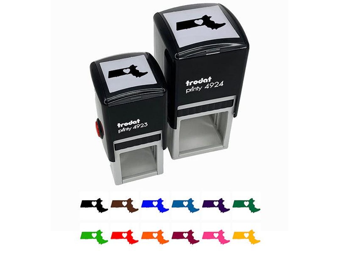 Massachusetts State With Heart Self-inking Rubber Stamp Ink Stamper - Etsy