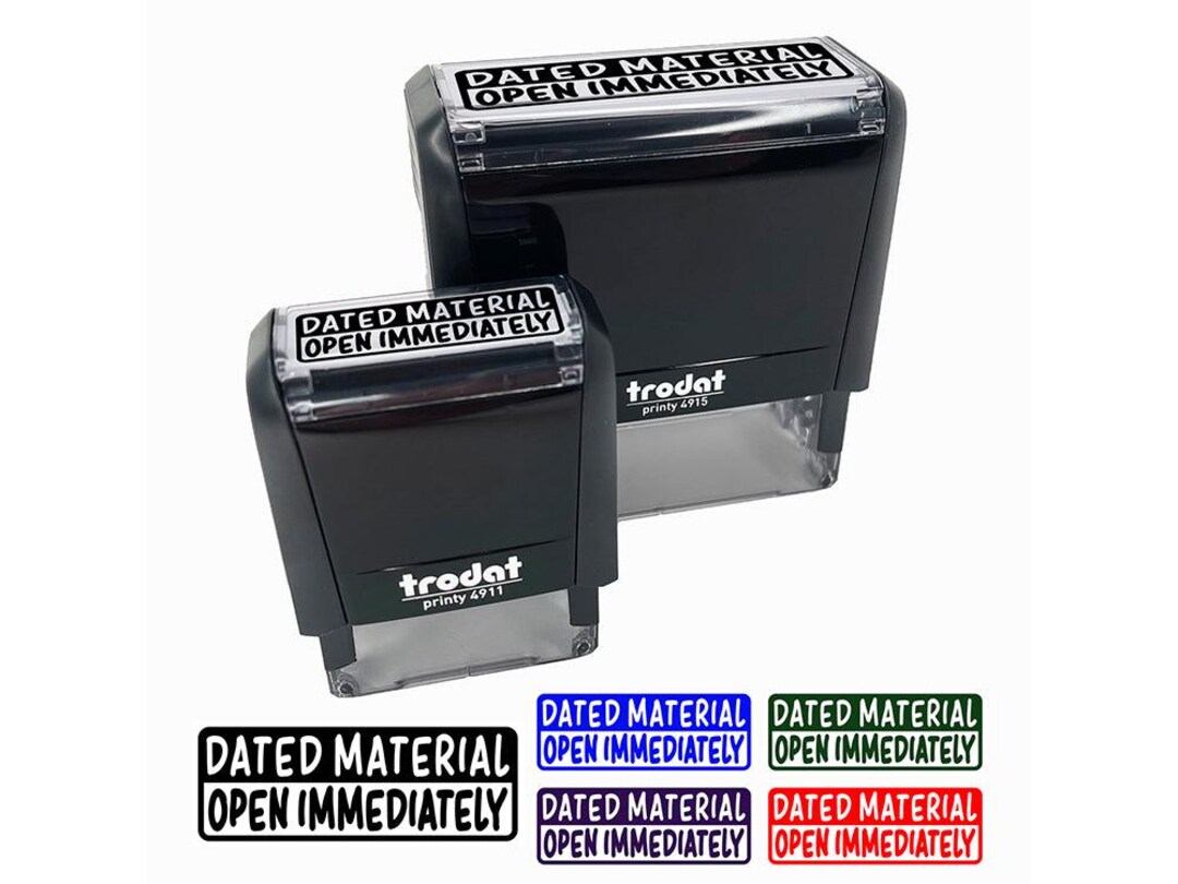 Dated Material Open Immediately Letter Mail Self-inking Rubber Stamp ...