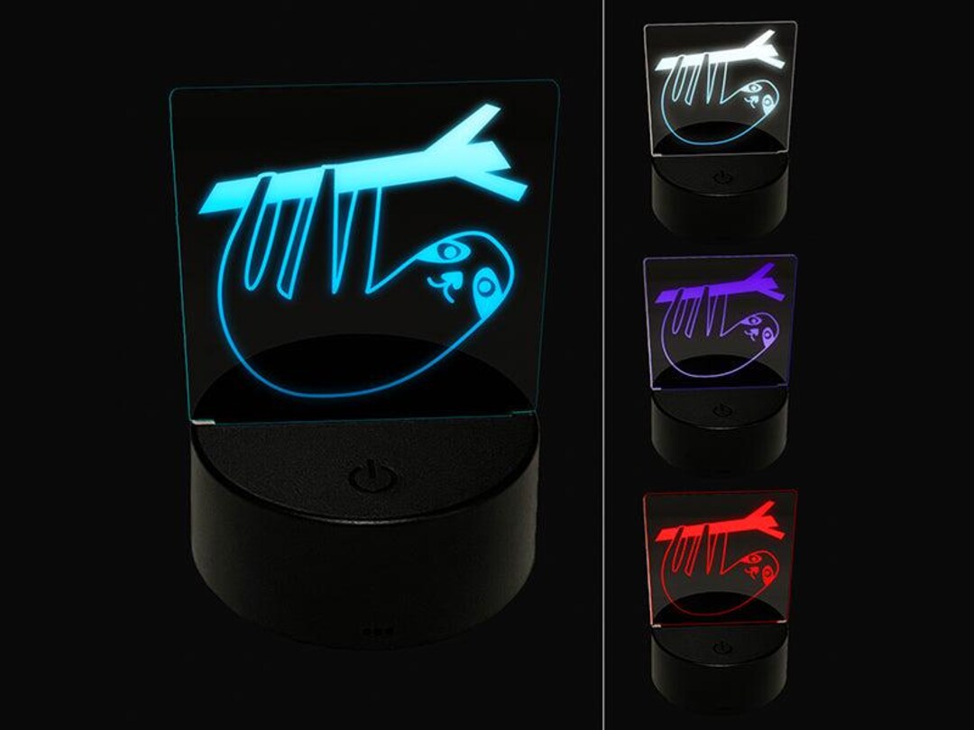 Sweet Sloth Hanging From Tree 3D Illusion LED Night Light Sign ...