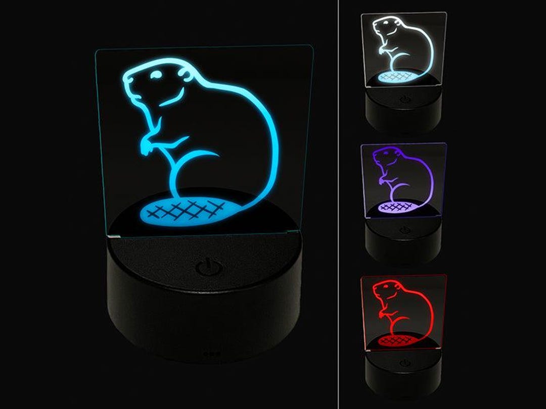 Beaver Sitting 3D Illusion LED Night Light Sign Nightstand Desk Lamp - Etsy