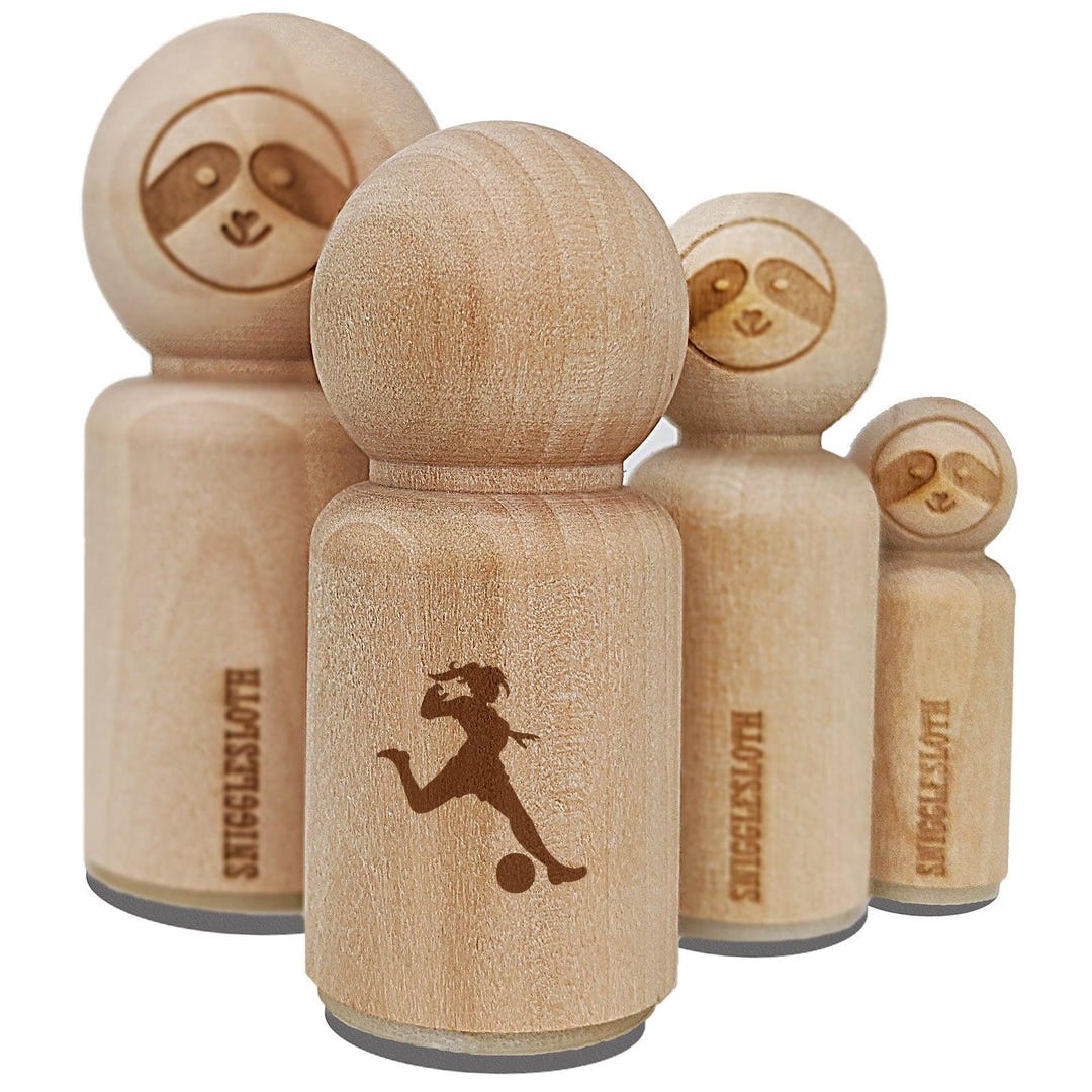 Soccer Player Woman Kicking Ball Association Football Rubber Stamp for ...