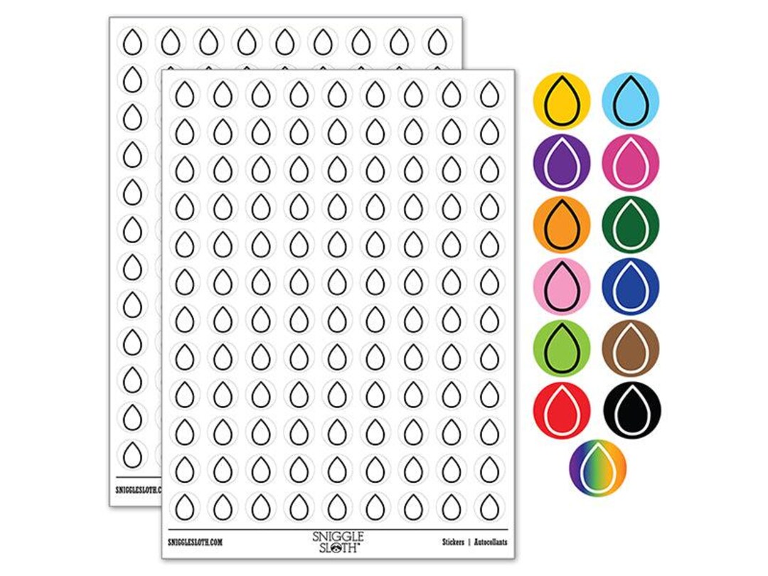 Raindrop Teardrop Outline 200+ 0.50 Inch Round Stickers - Etsy