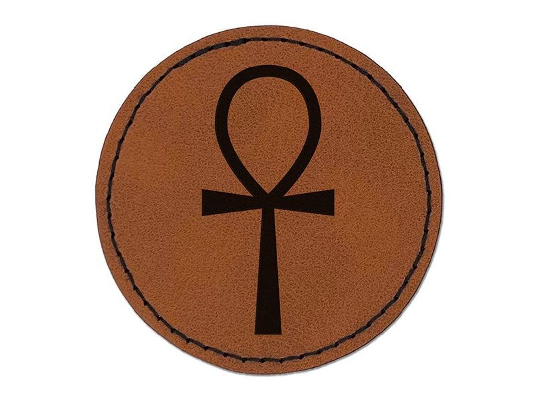 Coptic Cross Ankh Egyptian Hieroglyphic Round Iron-on Engraved Faux ...