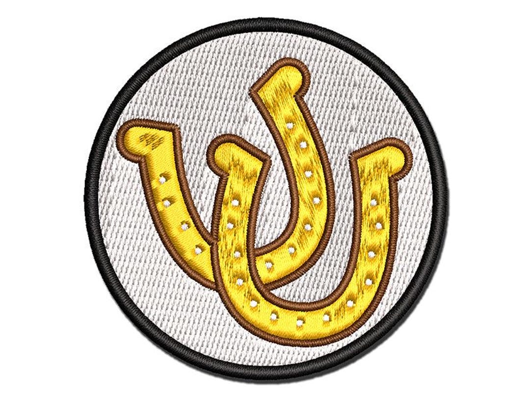 Double Horseshoe Lucky Multi-color Embroidered Iron-on or Hook & Loop ...