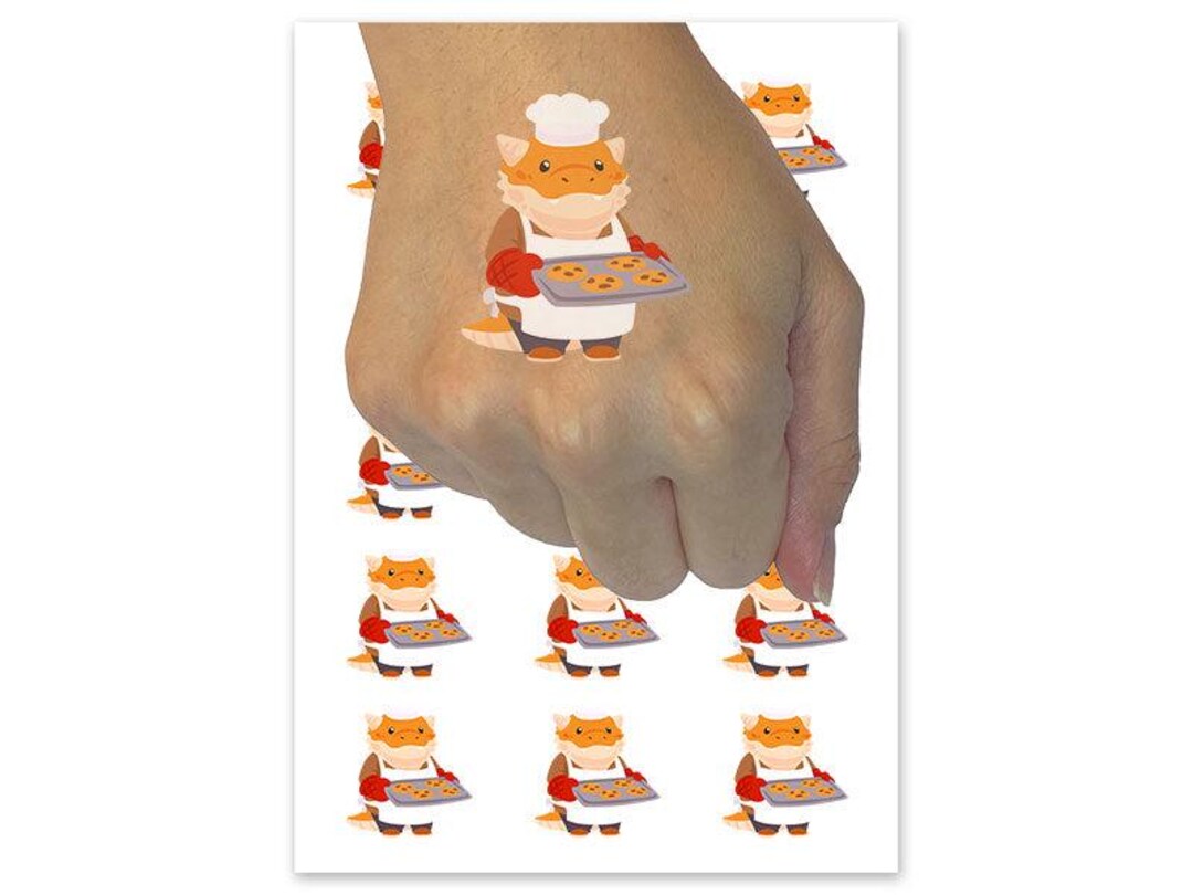 Adorable Dragon Baker With Cookies Temporary Tattoo Water Resistant ...
