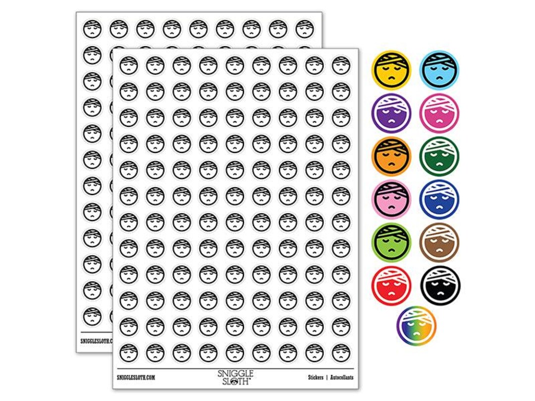 Sick Ill Face Hospital Bandage Emoticon 200 0.50 Round Stickers - Etsy