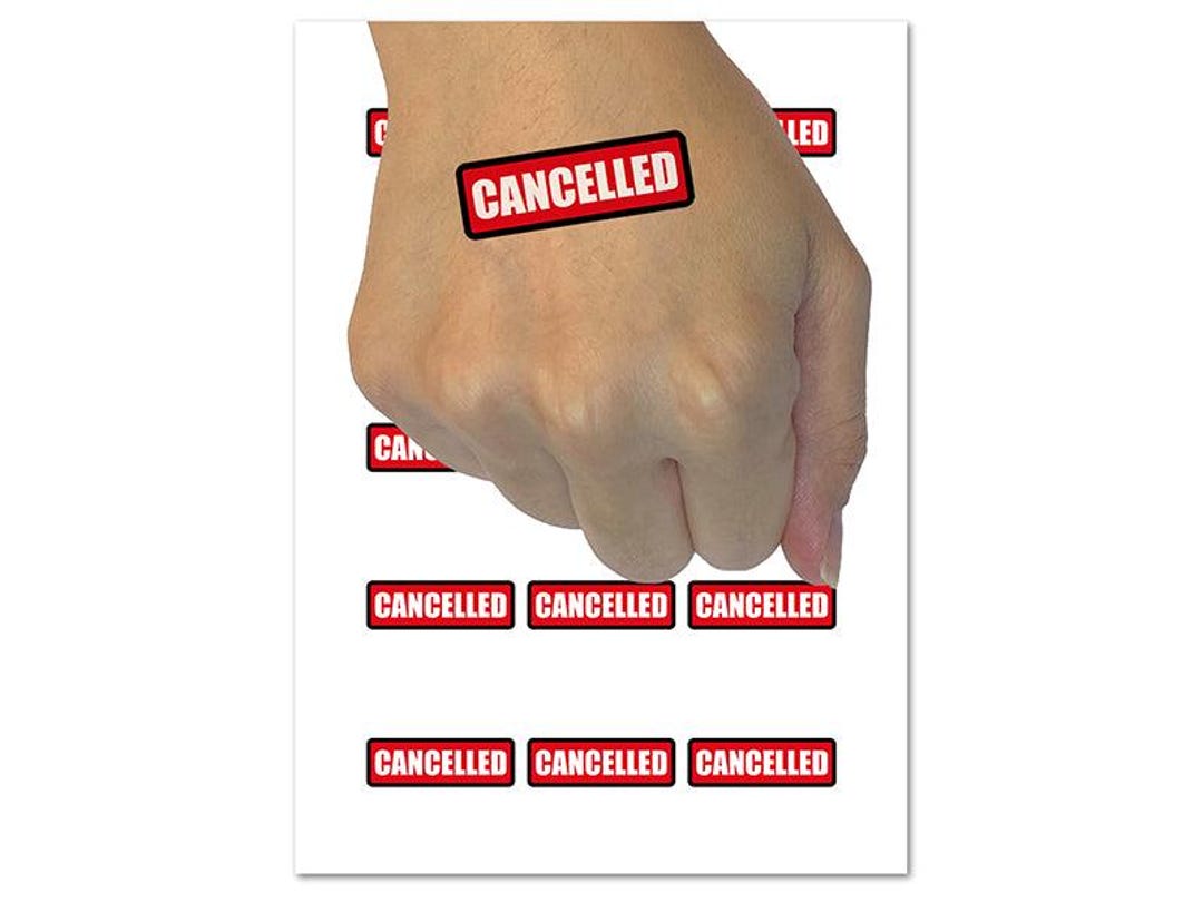 Cancelled Bold Text Temporary Tattoo Water Resistant Fake Body Art Set ...