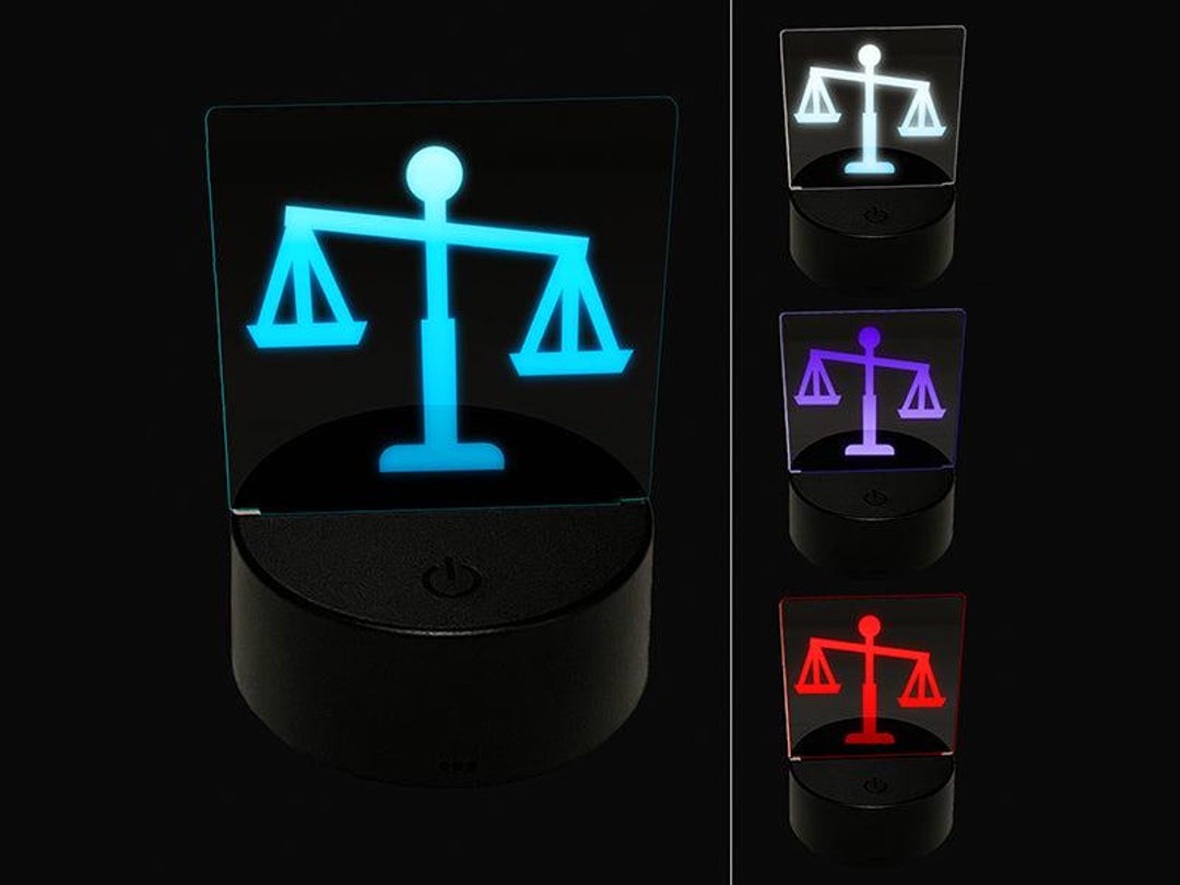 Tipping Scales of Justice Legal Lawyer Icon 3D Illusion LED Night Light ...