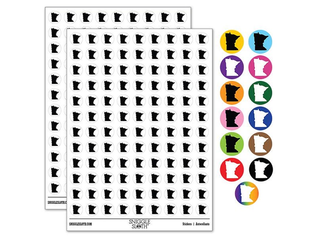 Minnesota State Silhouette 200+ 0.50 Inch Round Stickers - Etsy