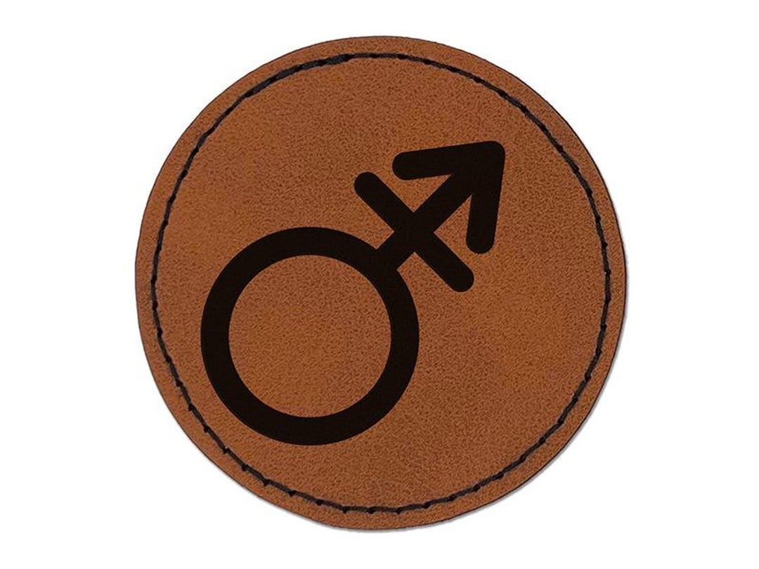 Male With Stroke Sign Transgender Gender Symbol Round Iron-on Engraved ...