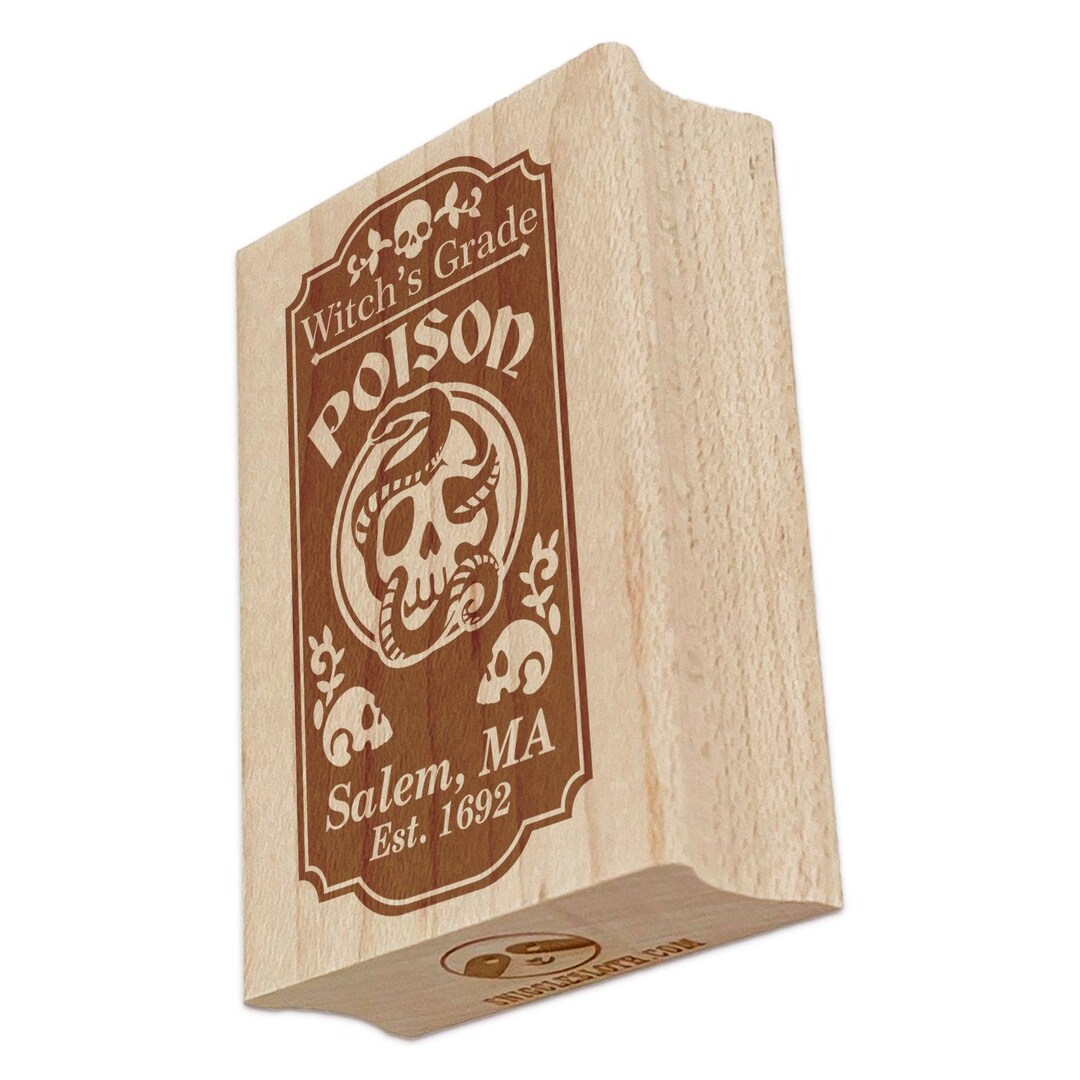 Witch Grade Poison Bottle Label Halloween Rectangle Rubber Stamp for ...