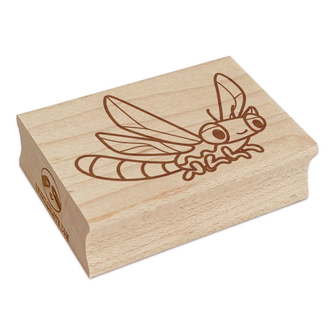 Cartoon Dragonfly Flying Bug Insect Rectangle Rubber Stamp for Stamping ...