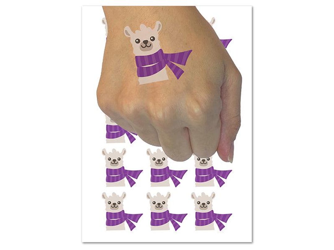 Llama With Scarf Temporary Tattoo Water Resistant Fake Body Art Set ...
