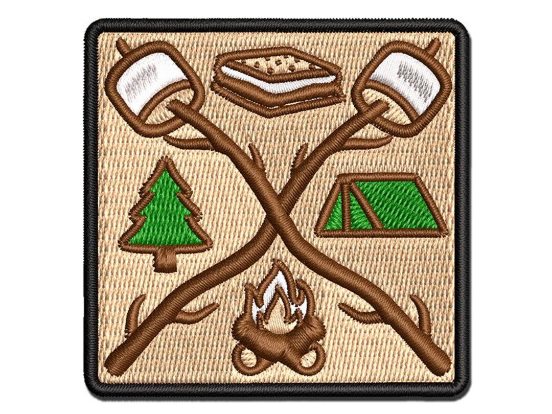 Camping S'mores Campfire Tent Marshmallows Multi-color Embroidered Iron ...