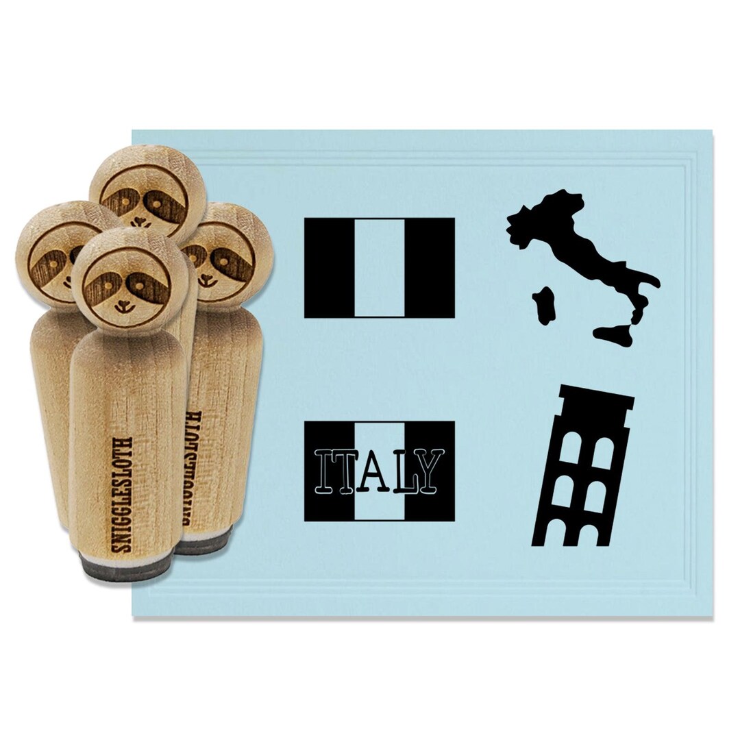 Italy Country Flag Leaning Tower Pisa Rubber Stamp Set for Stamping ...