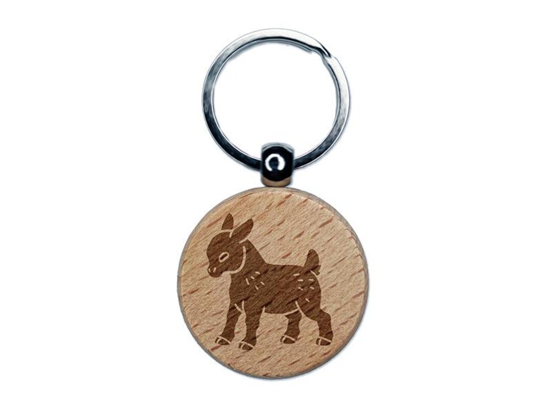 Cute Baby Goat Engraved Wood Round Keychain Tag Charm - Etsy