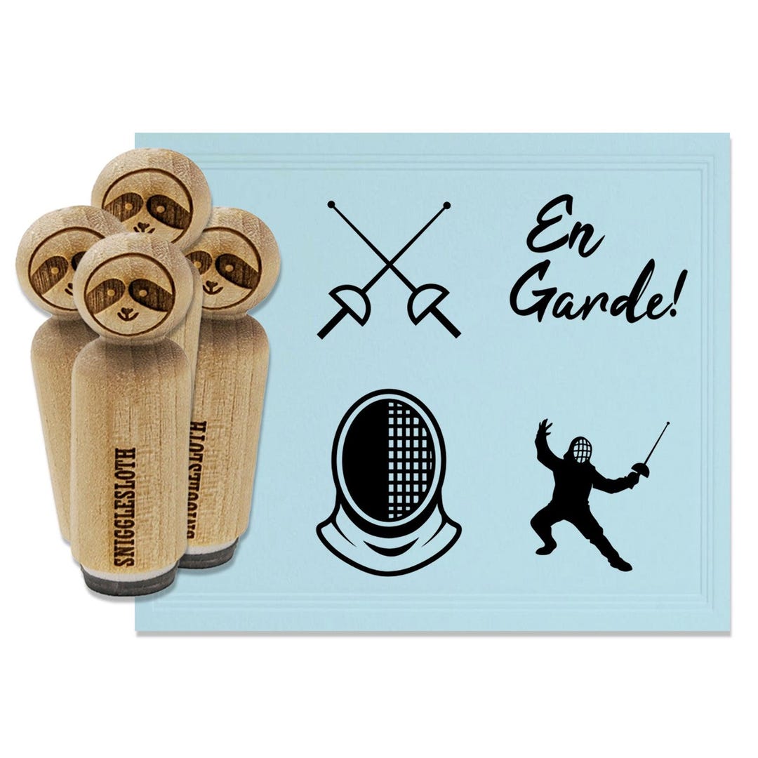Fencing Fencer En Garde Foils Swords Helmet Rubber Stamp Set for ...