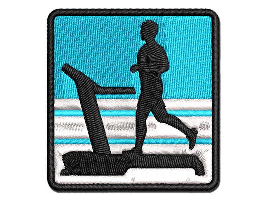 Man Running on Treadmill Cardio Workout Gym Multi-color Embroidered ...