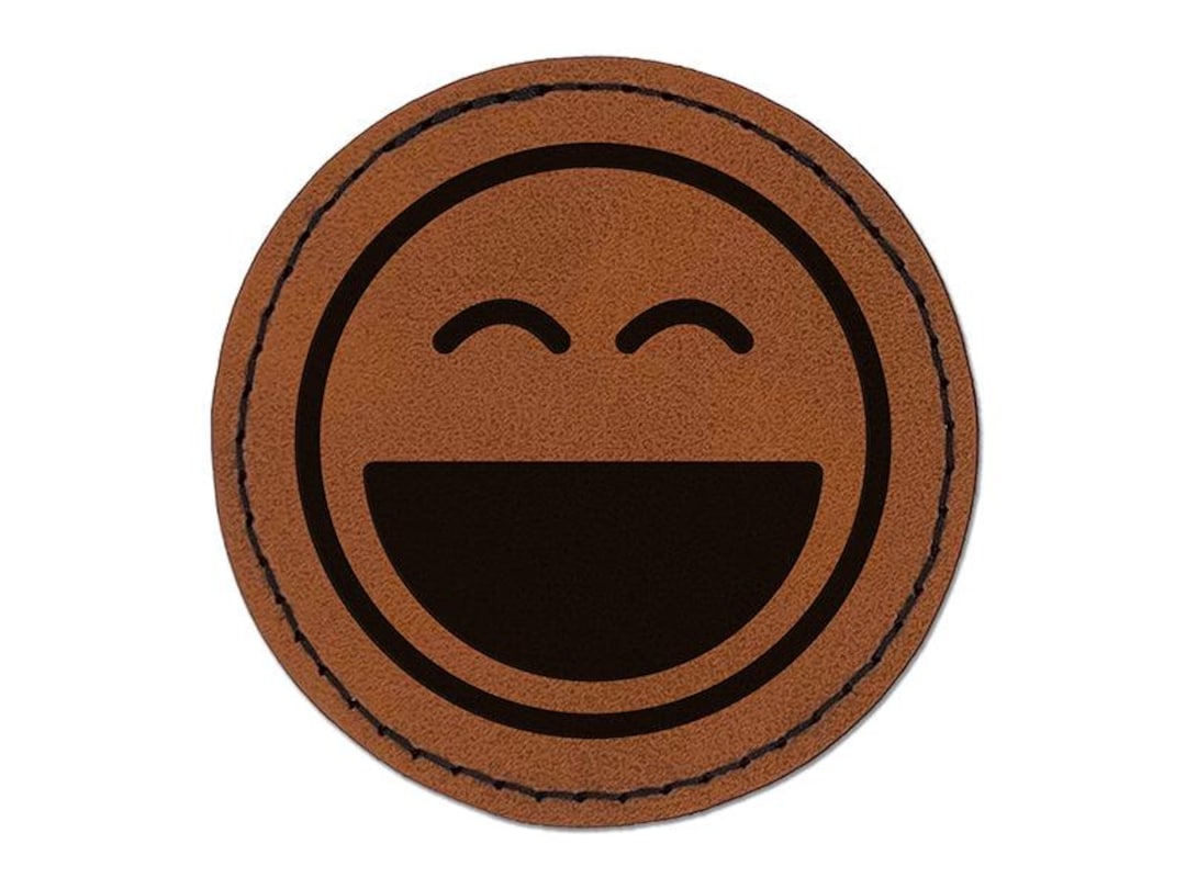 Laughing Happy Face Big Smile Mouth Emoticon Round Iron-on Engraved ...