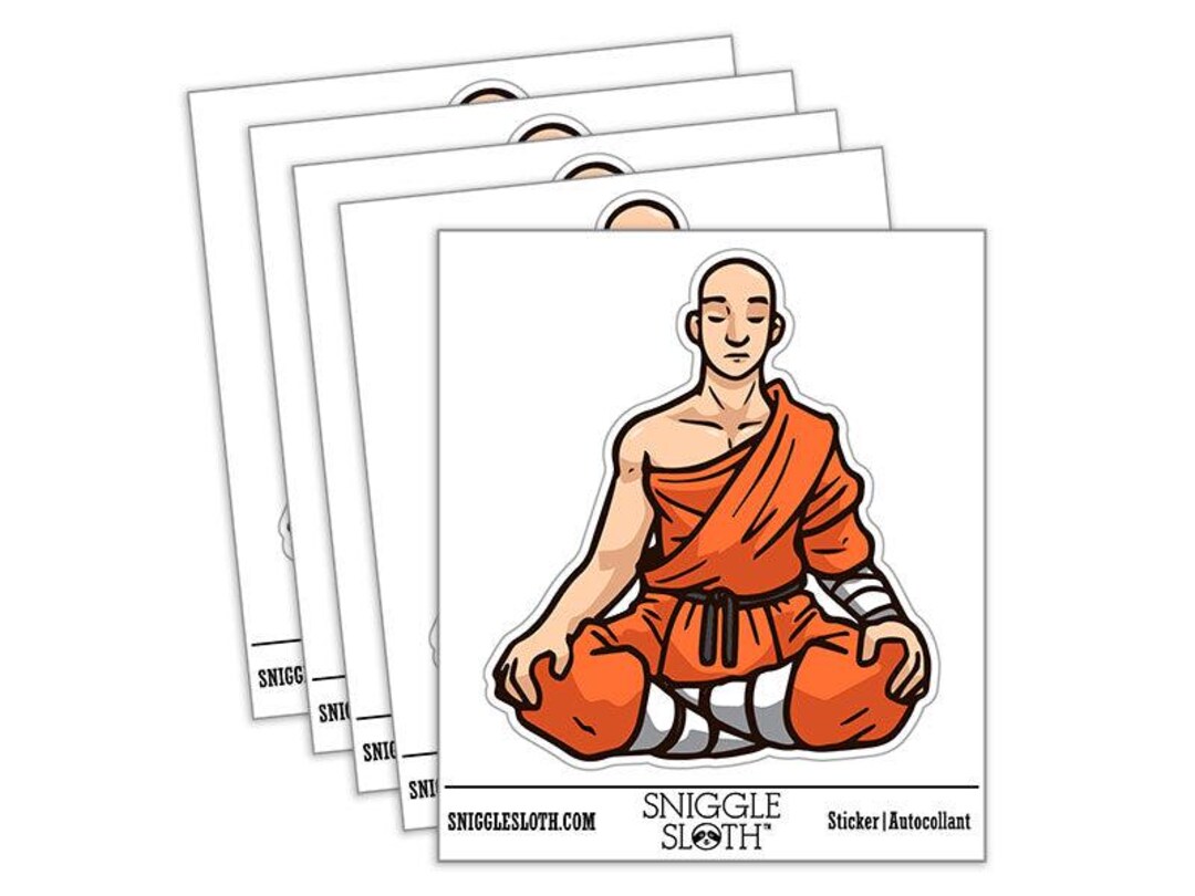 Water Bottle Sticker Set Meditating Shao Lin Monk Robes Man Cute ...