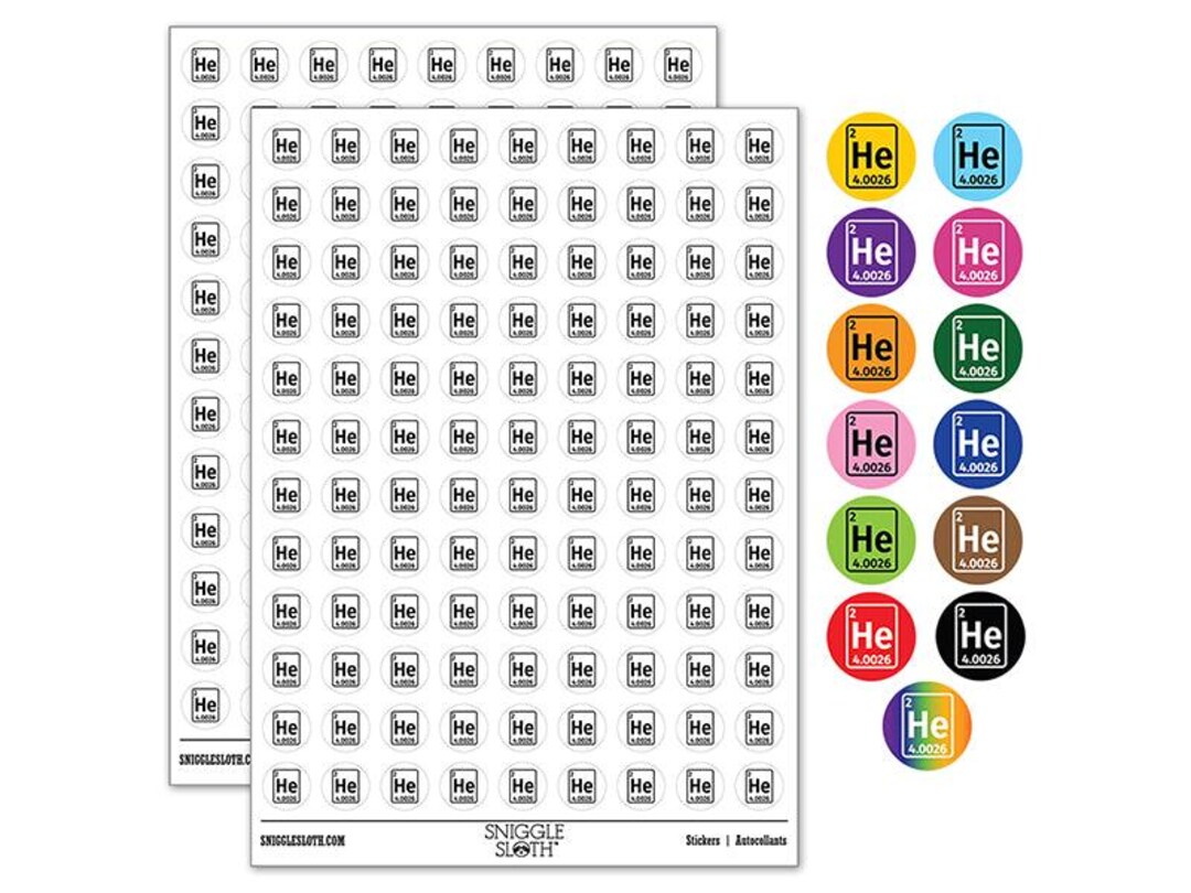 Helium Periodic Table of Elements Science Chemistry 200 0.50 Round ...