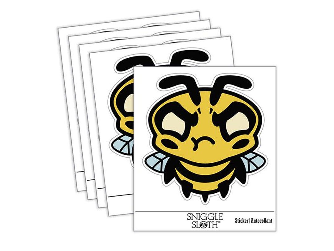 Cute Bee Mad Grumpy Waterproof Vinyl Phone Tablet Laptop Water Bottle ...