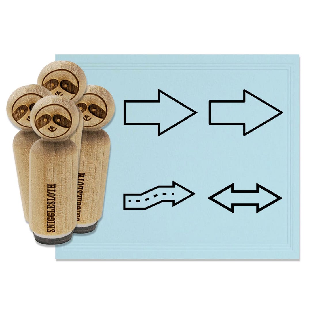 Outline Arrow Rounded Sharp Corners Crooked Double-sided Rubber Stamp ...