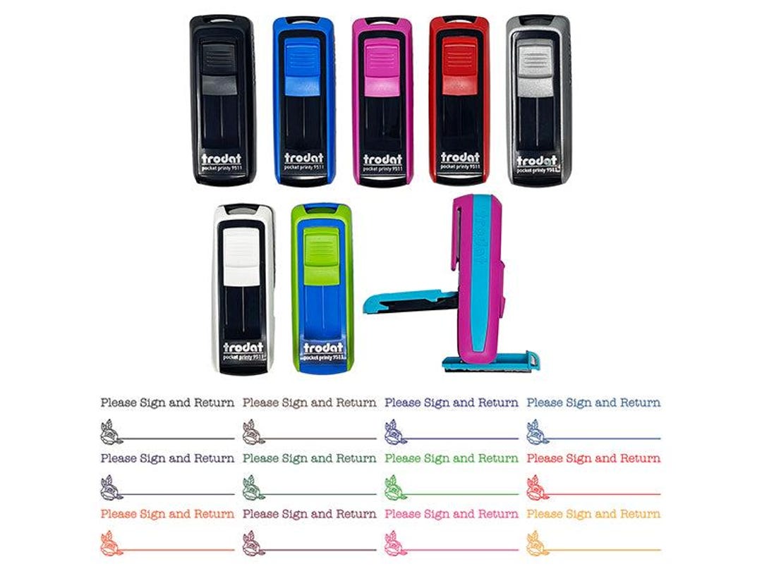 Please Sign and Return Rose Signature Line Self-inking Portable Pocket ...