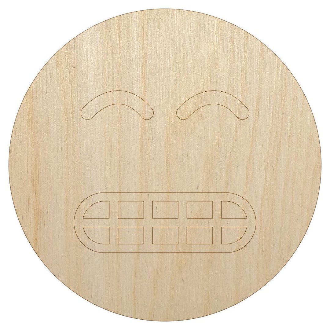 Grimace Face Sheepish Emoticon Unfinished Wood Shape Piece Cutout for ...