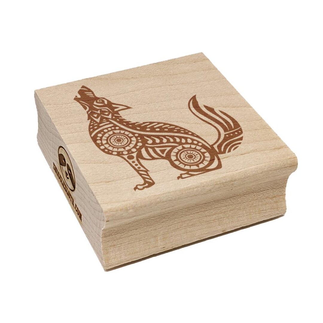 Folk Art Wolf Square Rubber Stamp for Stamping Crafting - Etsy
