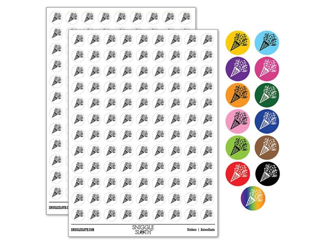 Party Popper With Confetti 200 0.50 Round Stickers - Etsy