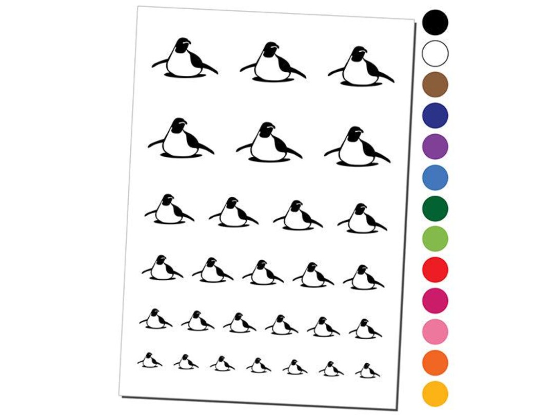 Cute Emperor Penguin Laying or Sliding on Belly Temporary Tattoo Water ...