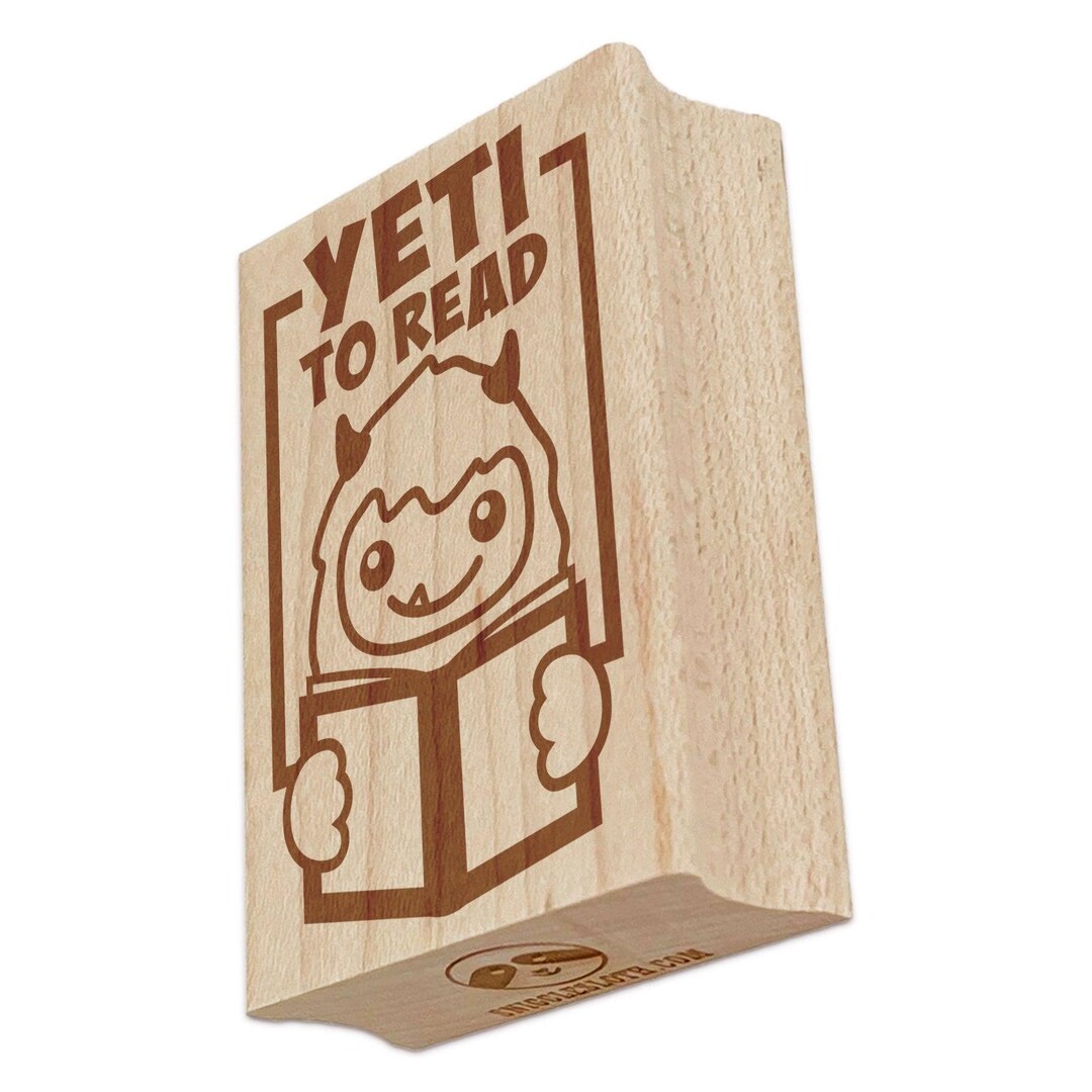 Yeti to Read With Book Rectangle Rubber Stamp for Stamping Crafting - Etsy