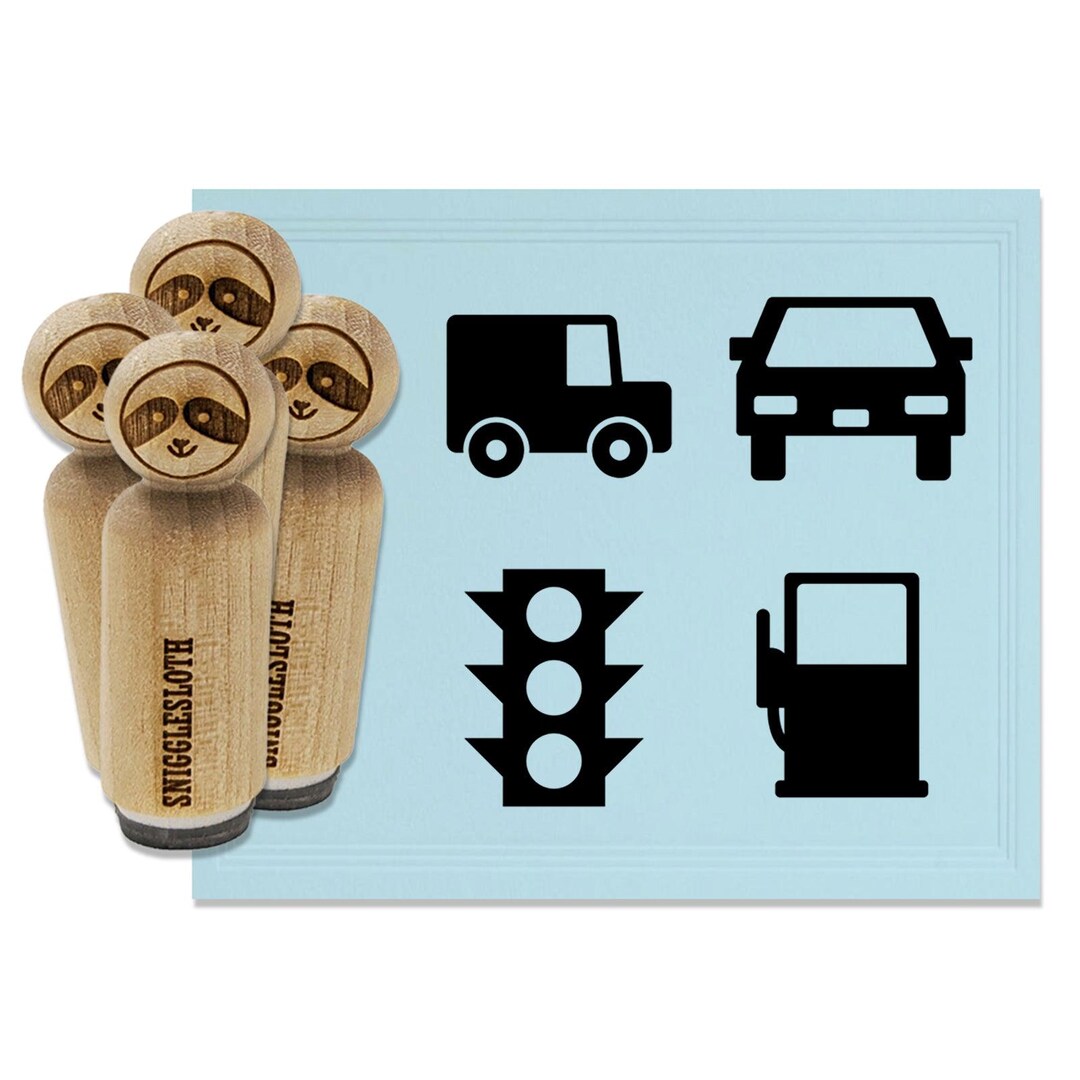 Auto Car Truck Traffic Light Signal Gas Station Pump Rubber Stamp Set ...