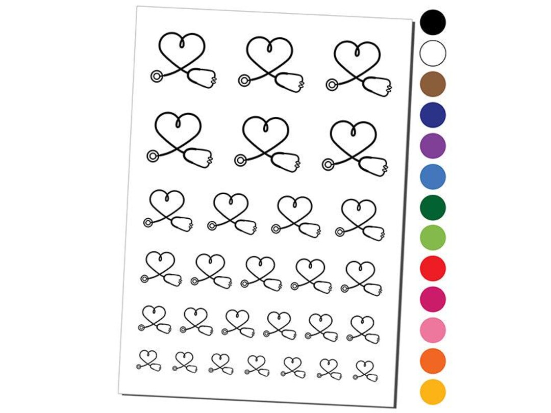 Nurse Doctor Heart Shaped Stethoscope Temporary Tattoo Water Resistant ...