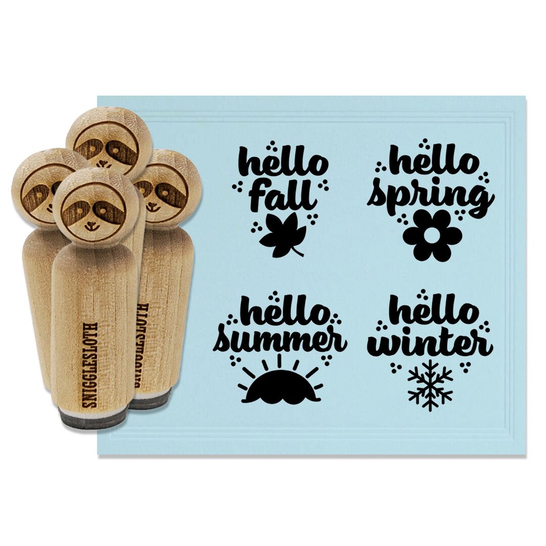 Hello Seasons Spring Summer Fall Winter Rubber Stamp Set for Stamping ...