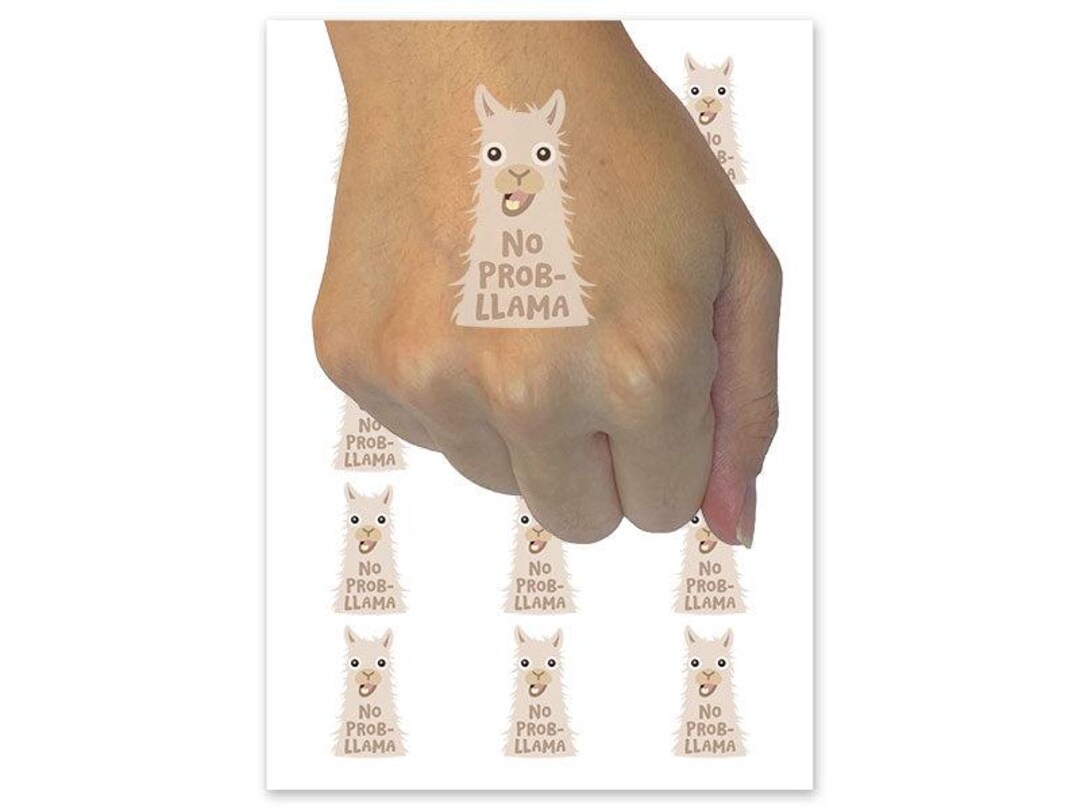 No Prob Llama Temporary Tattoo Water Resistant Fake Body Art Set ...