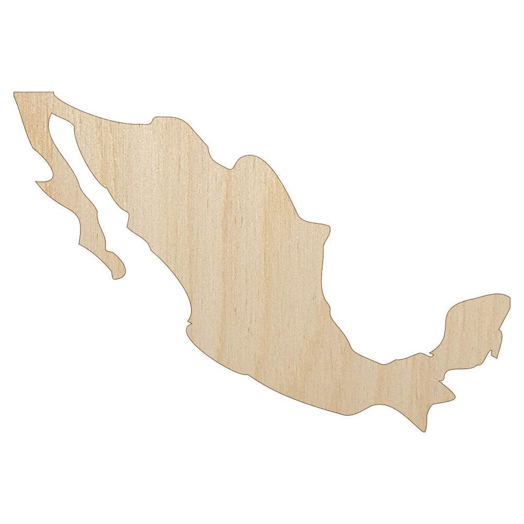 Mexico Country Solid Unfinished Wood Shape Piece Cutout for DIY Craft ...