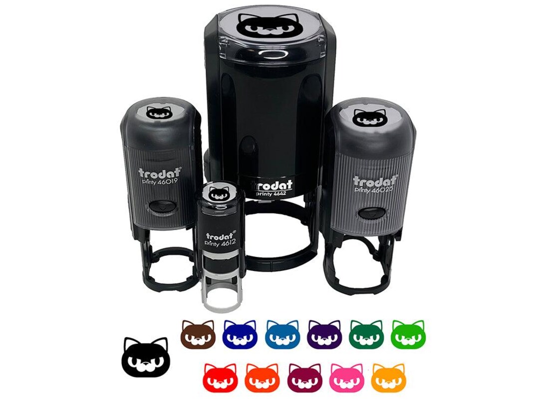 Round Cat Face Angry Self-inking Rubber Stamp for Stamping Crafting ...