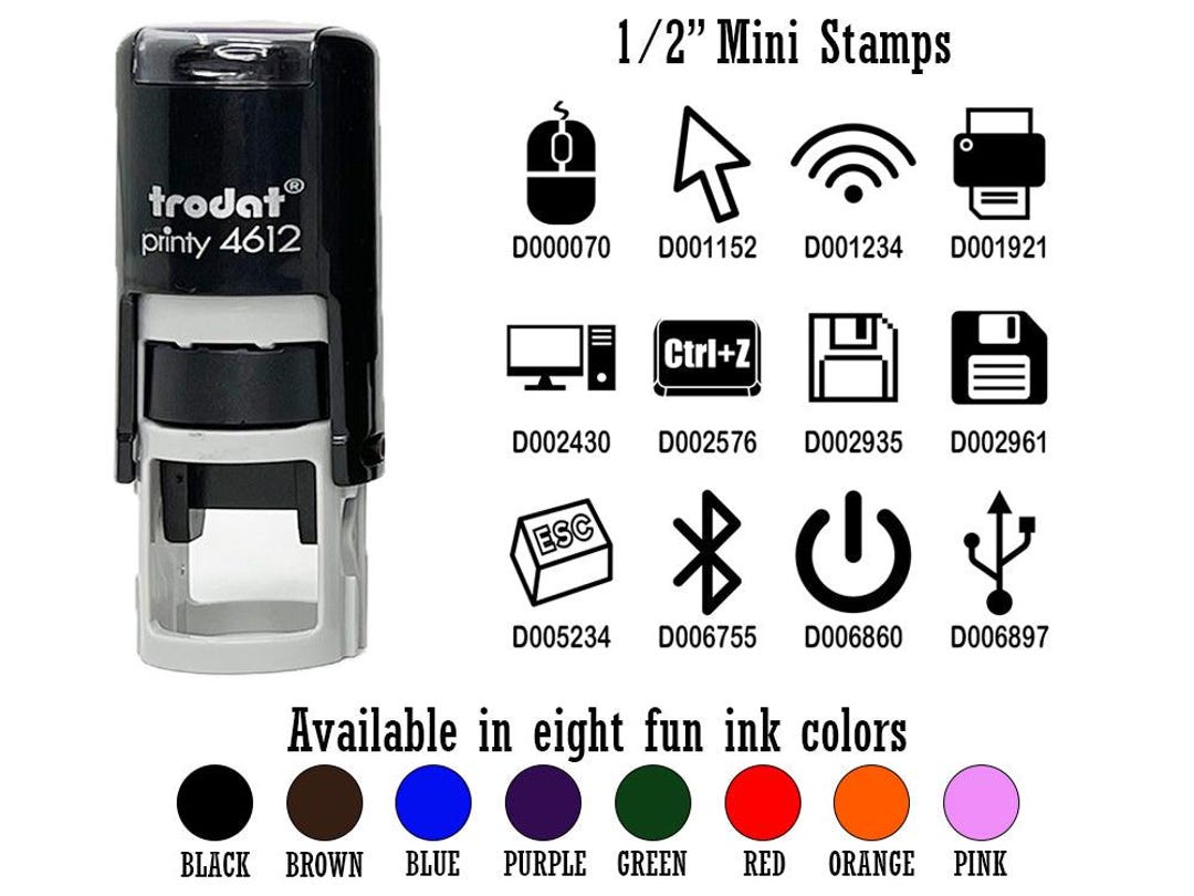 Computer Symbols Icons 1/2" Self-inking Rubber Stamp Ink Stamper - Etsy