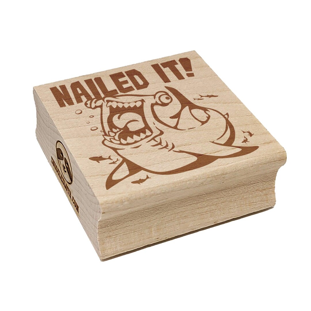 Nailed It With Happy Hammerhead Shark Square Rubber Stamp for Stamping ...