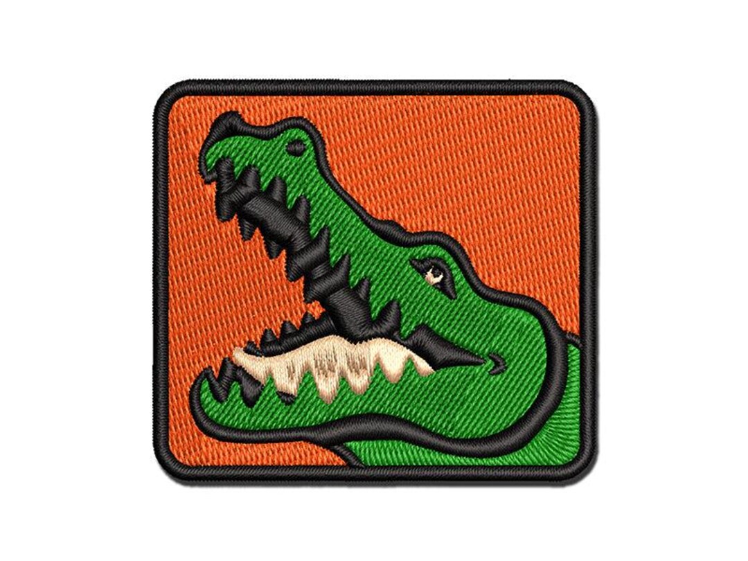 Smiling Toothy Crocodile Alligator Chomp Multi-color Embroidered Iron ...