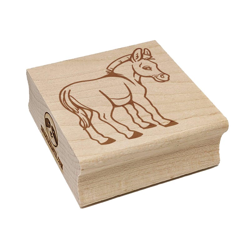 Donkey Looking Over Shoulder Butt Square Rubber Stamp for Stamping ...