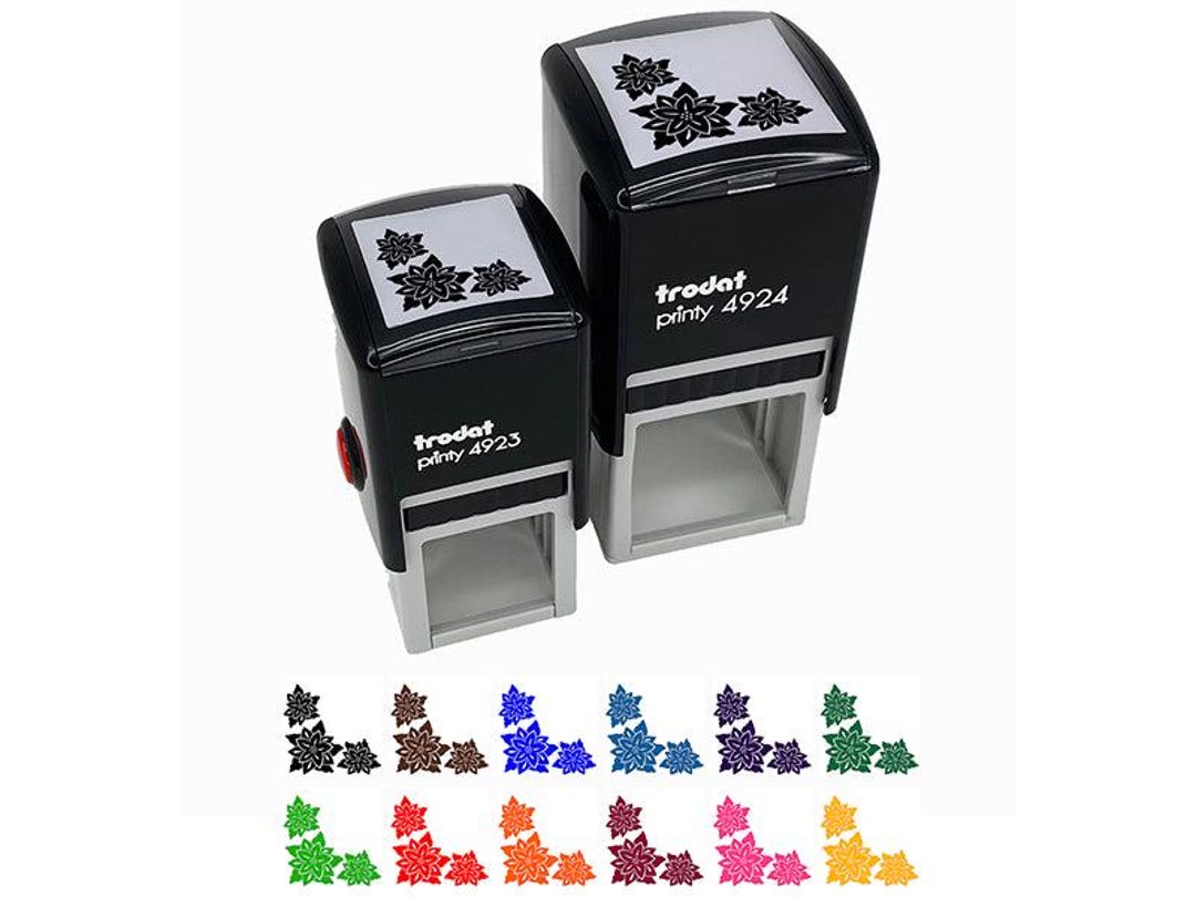 Poinsettia Corner Self-inking Rubber Stamp Ink Stamper - Etsy
