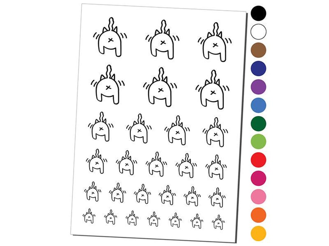 Cat Butt Doodle Temporary Tattoo Water Resistant Fake Body Art Set ...
