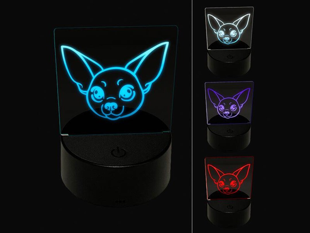 Chihuahua Dog Head 3D Illusion LED Night Light Sign Nightstand Desk ...