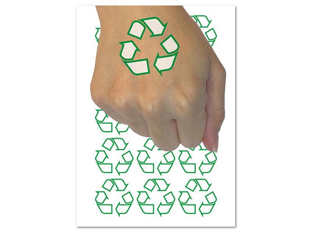 Recycle Symbol Outline Temporary Tattoo Water Resistant Fake Body Art ...