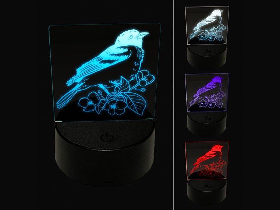 Baltimore Oriole Bird in Flowering Tree 3D Illusion LED Night Light ...
